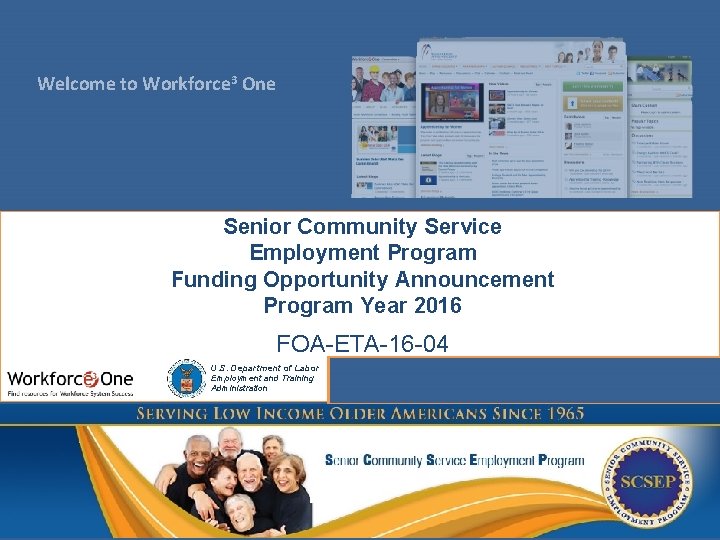 Welcome to Workforce 3 One Senior Community Service