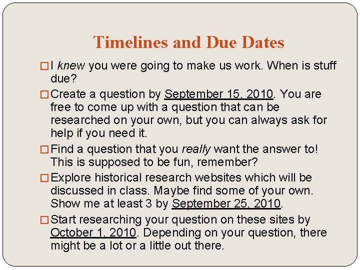 What YOU want to know about American History