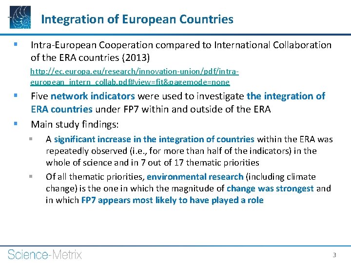 Integration of peripheral regions in collaborative science A