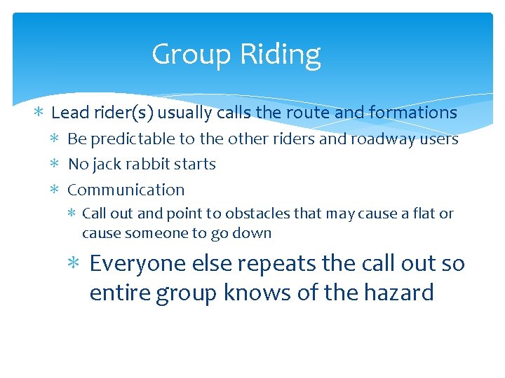 Effective Cycling Information for this segment is based
