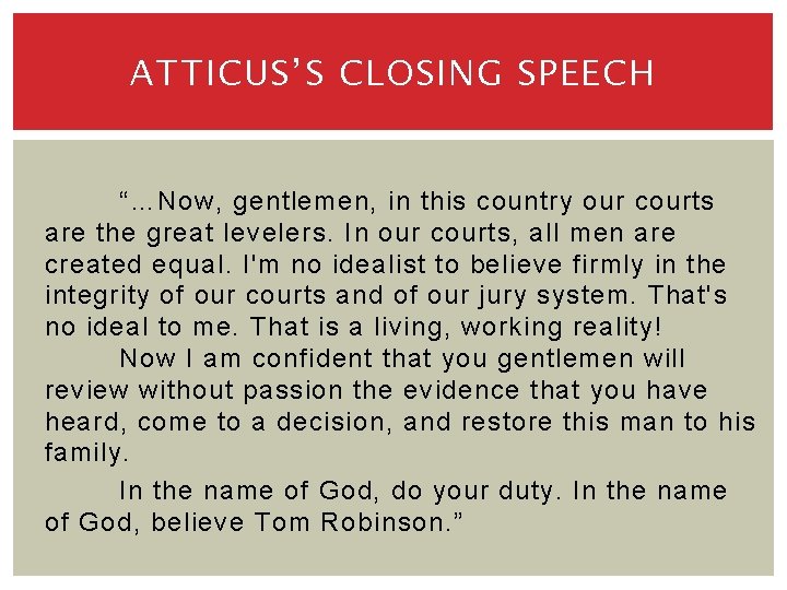 TO KILL A MOCKINGBIRD The Trial Scenes According