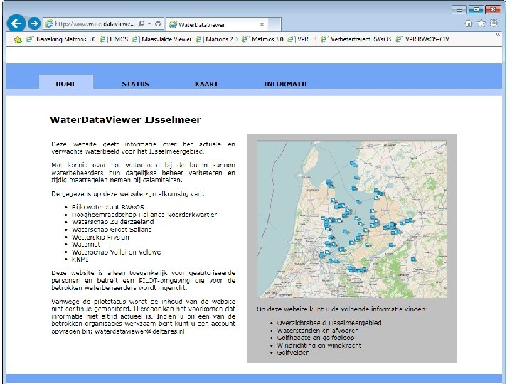 Overzicht viewers RWS Water Opzet uit inventarisatie en