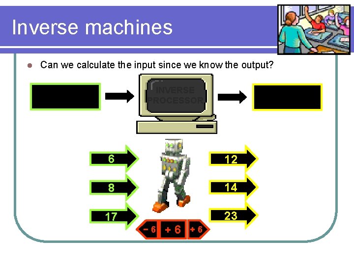 Algebra 1 Rules and Robots Single machines INPUT