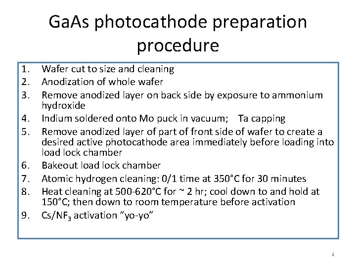 Ga As Photocathode Development 1 Outline Cathode performance
