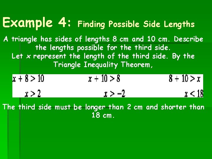 Chapter 5 Lesson 5 Objective To use inequalities