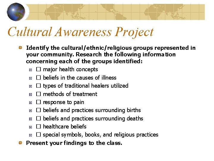 Cultural Awareness Project Identify the culturalethnicreligious groups ...
