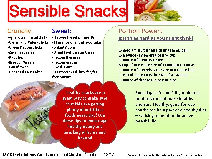 Sensible Snacks Crunchy Apples and breadsticks Carrot and