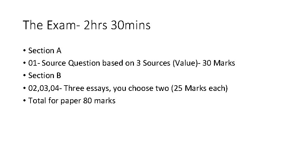America Paper The Exam 2 hrs 30 mins