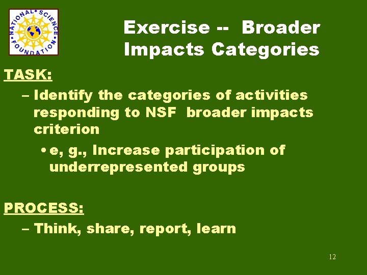 NSFs Broader Impacts Criteria Bev Watford Sue Kemnitzer