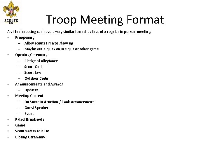 How to make virtual Scouts BSA meetings interactive