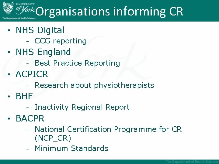 Reviewing the National Certification Programme for Cardiac Rehabilitation