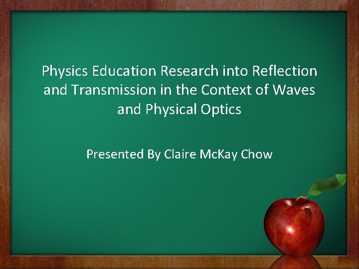 Physics Education Research into Reflection and Transmission in