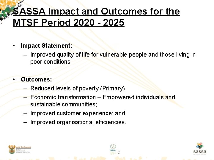 SASSA STRATEGIC PLAN 2020 2025 ANNUAL PERFORMANCE PLAN