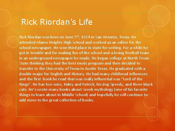 Rick Riordan by Elaina Knecht Rick Riordans Book