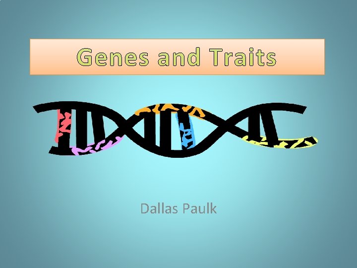 Genes and Traits Dallas Paulk History Gregor Mendel