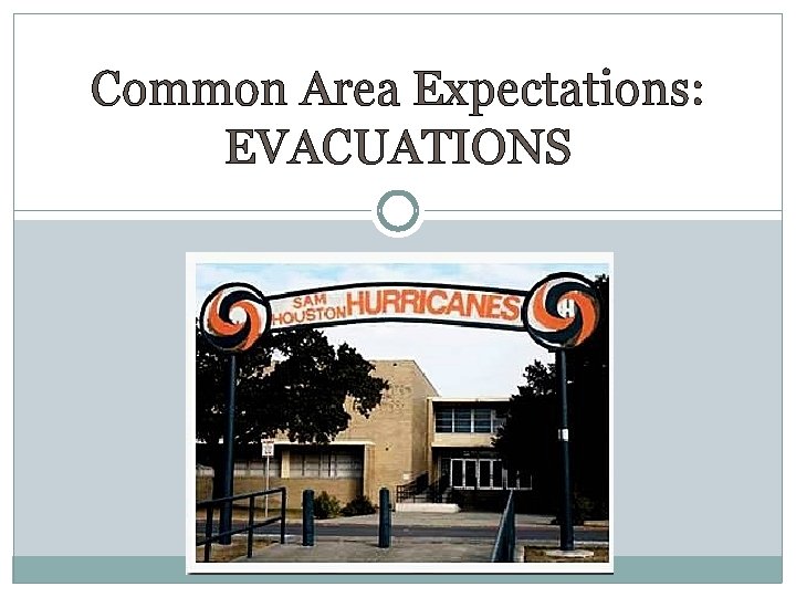 Common Area Expectations EVACUATIONS First set up your