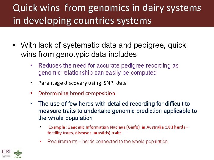 Innovative digital technology and genomic approaches to dairy