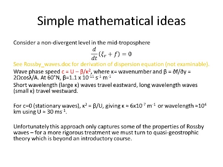 EART 30351 Lecture 10 Reminder Rossby waves Basic