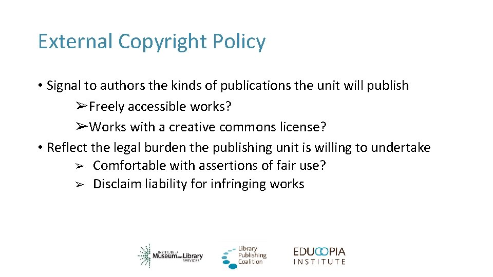 Copyright Policy Module Library Publishing Curriculum What You