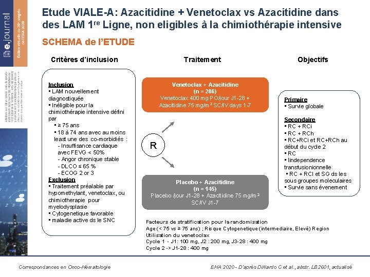 Etude VIALEA Azacitidine Venetoclax vs Azacitidine dans des