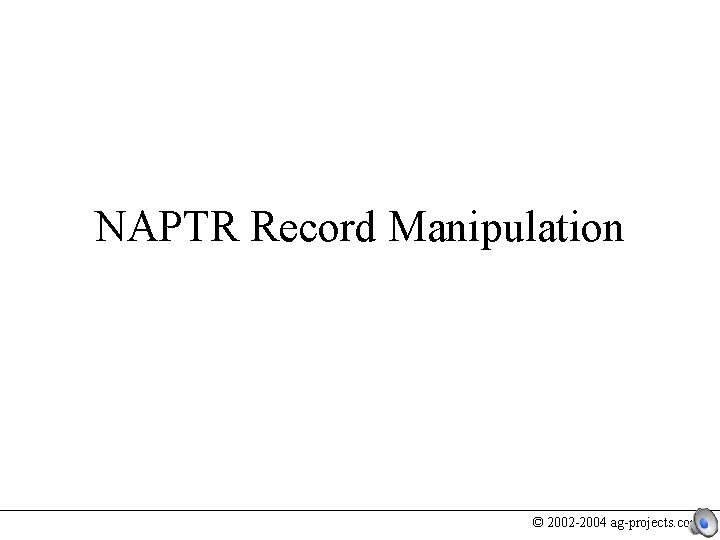NAPTR Record Manipulation 2002 2004 agprojects com Introduction