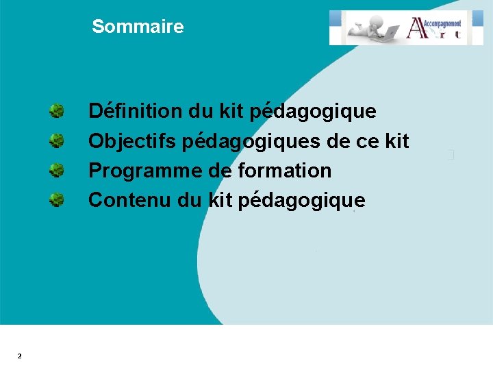 EXEMPLE DE KIT PEDAGOGIQUE DE FORMATION DANS LE