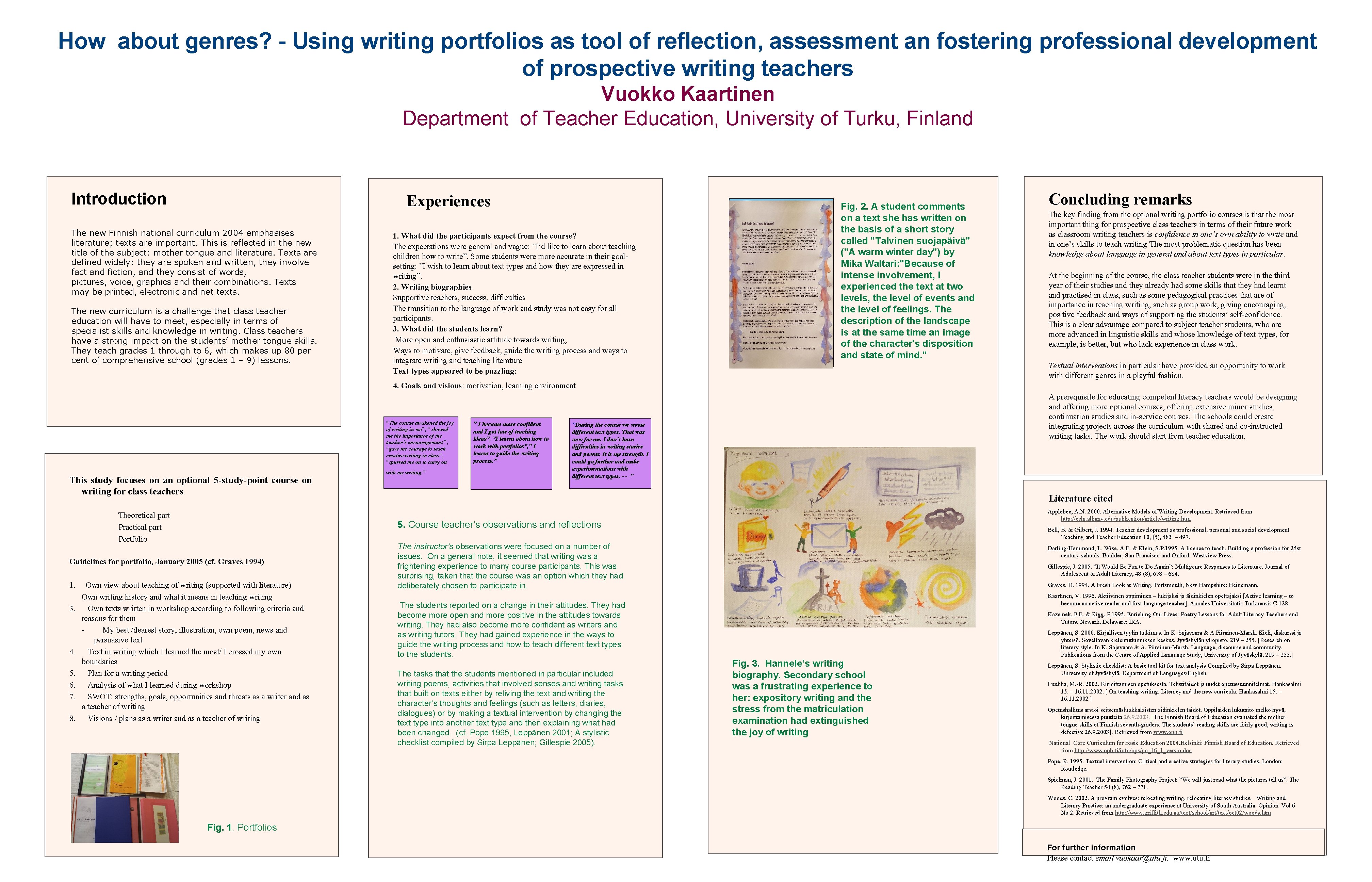 How about genres Using writing portfolios as tool