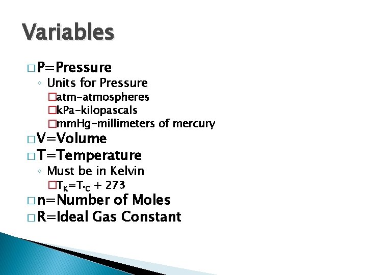 Unit 8 Behavior of Gases Table of Contents