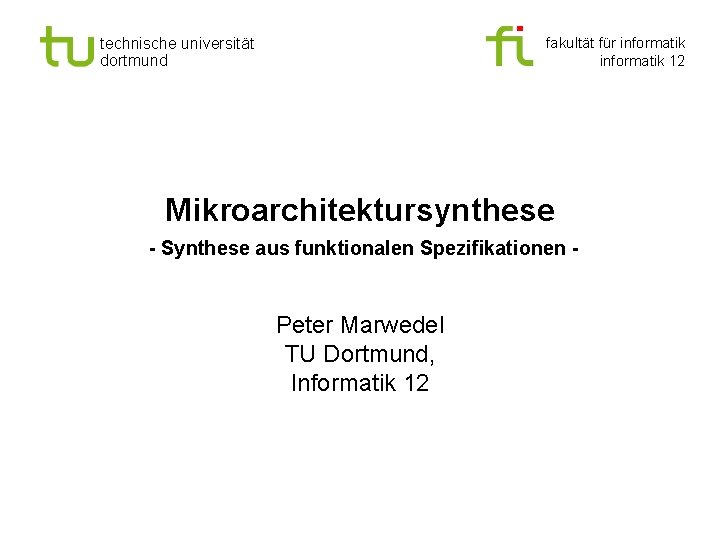 technische universitt dortmund fakultt fr informatik 12 ...