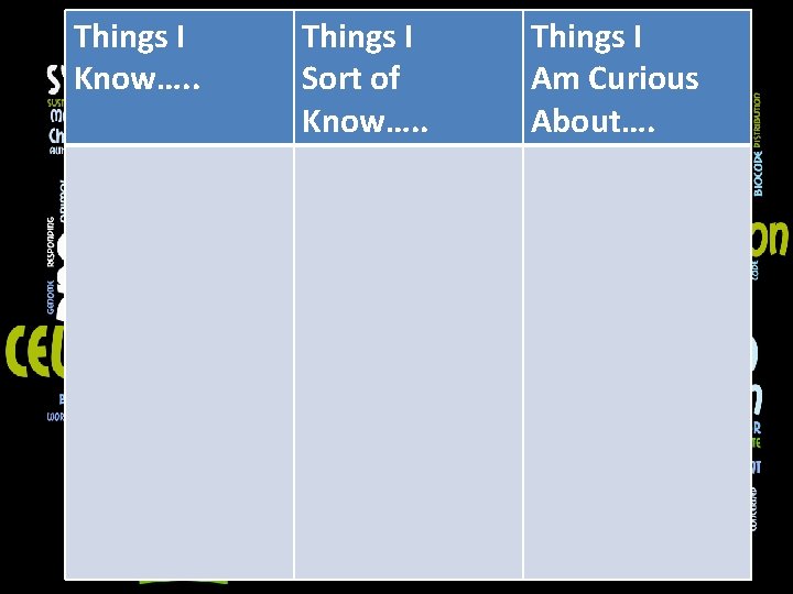 Things I Know Things I Sort of Know