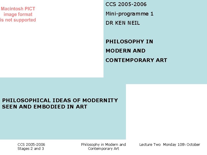 CCS 2005 2006 Miniprogramme 1 DR KEN NEIL