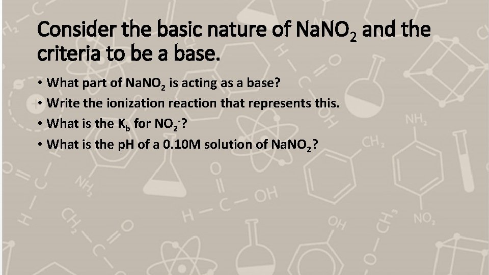 Hydrolysis of Salts December 2015 What we know
