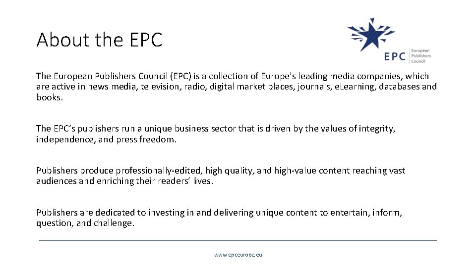 EPC Positioning Paper of the European Publishers Council