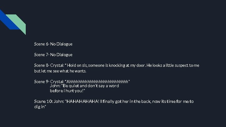 Planning Part 1 Opening Sequence Script Dialogue Scene