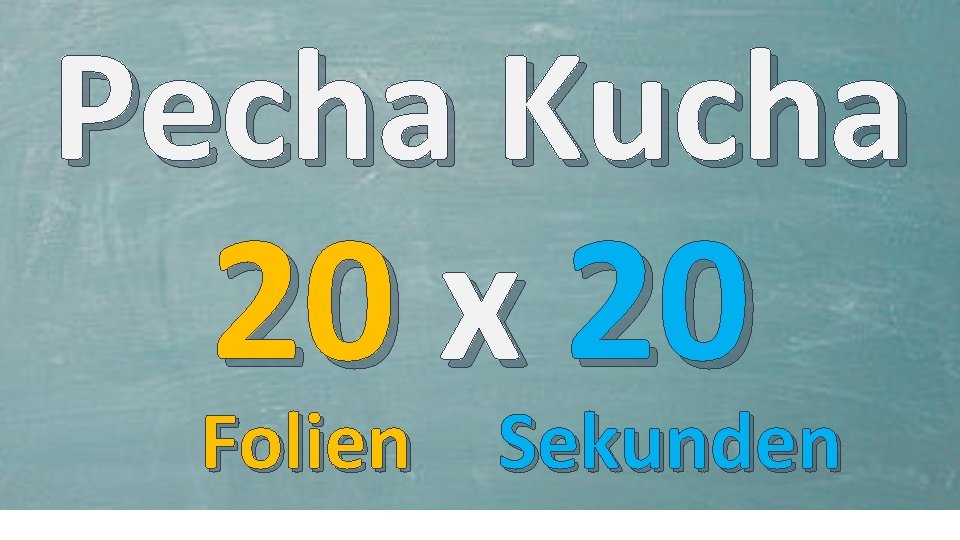 Pecha Kucha Vorlage Folie 120 mit optischem Folienbergang