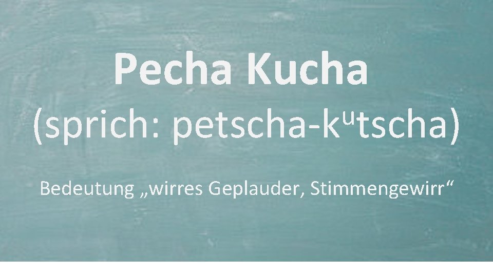 Pecha Kucha Vorlage Folie 120 mit optischem Folienbergang