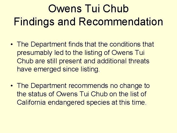 5 Year Species Review Owens Tui Chub Siphateles