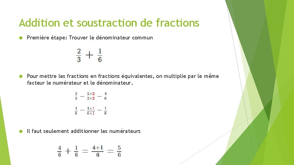 Fractions NO 2 5 Addition et soustraction de