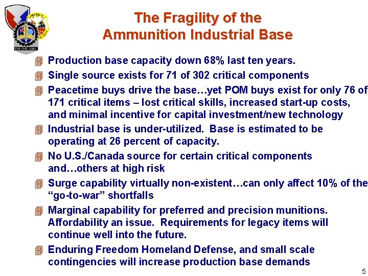 Update on Industrial Base ConcernsIssues Presented to ICAP