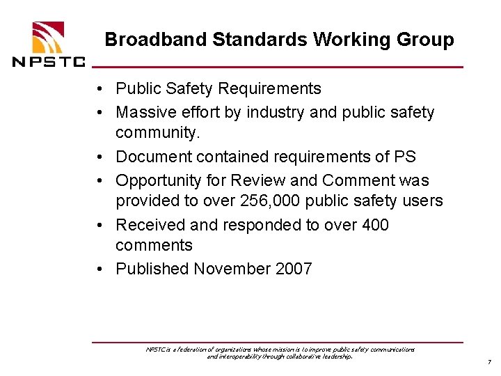 National Public Safety Telecommunications Council NPSTCs Current Events