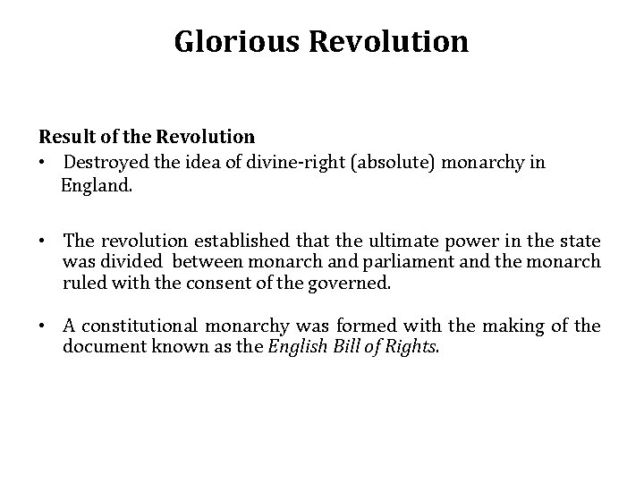 Glorious Revolution What was the government before the