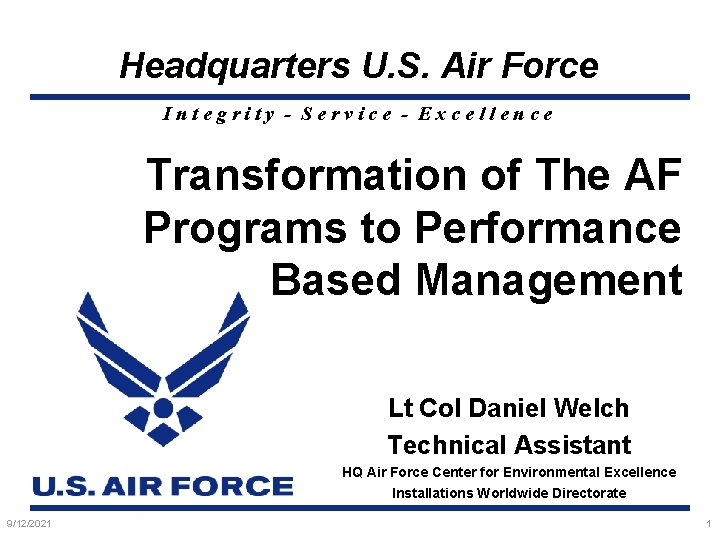 Headquarters U S Air Force Integrity Service Excellence