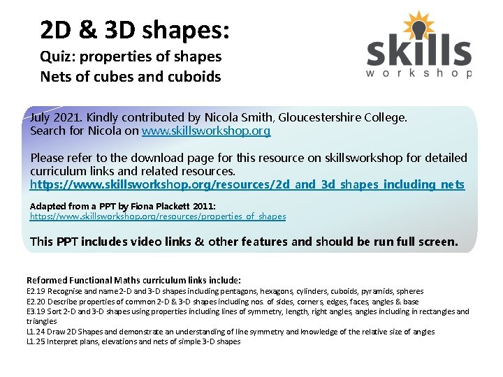 2 D 3 D shapes Quiz properties of
