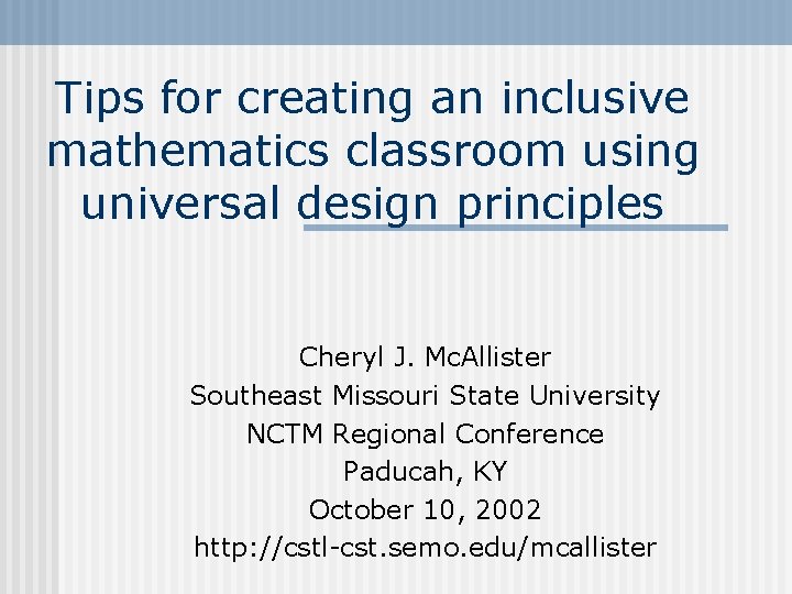 Tips for creating an inclusive mathematics classroom using