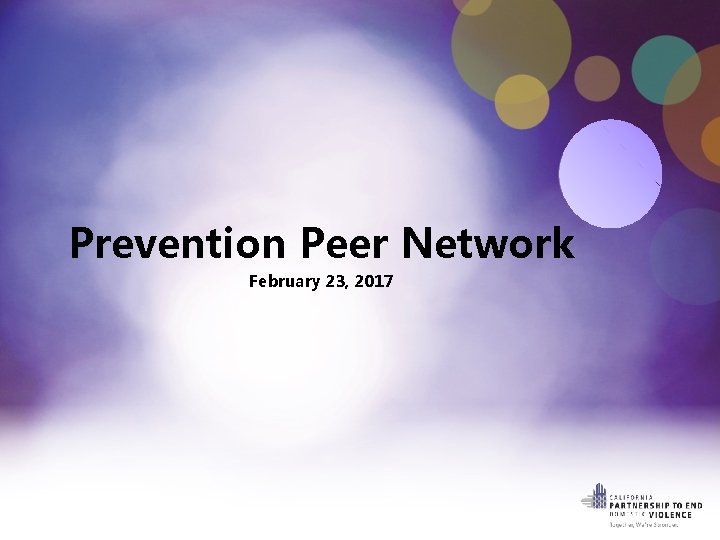 Prevention Peer Network February 23 2017 Control Panel