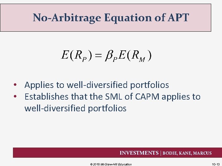 Chapter Ten Arbitrage Pricing Theory and Multifactor Models
