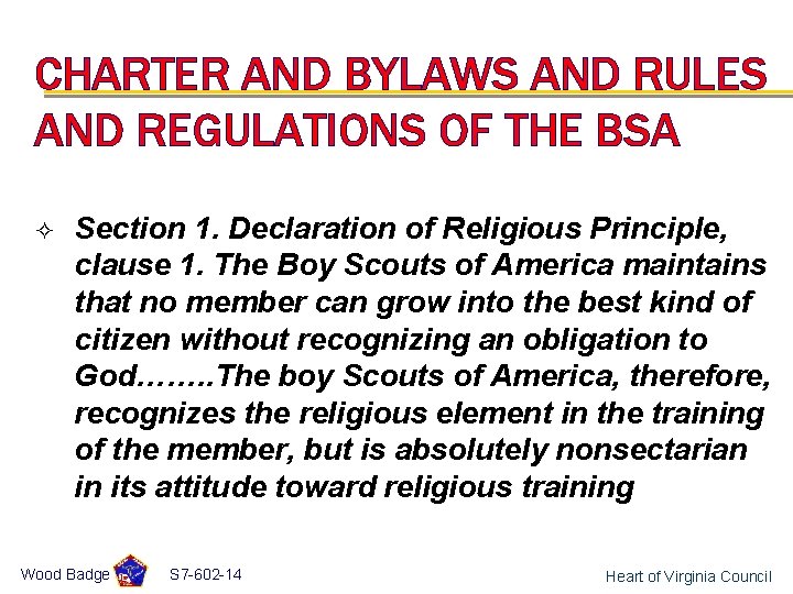 WOOD BADGE THE INTERFAITH WORSHIP SERVICE By Shawn