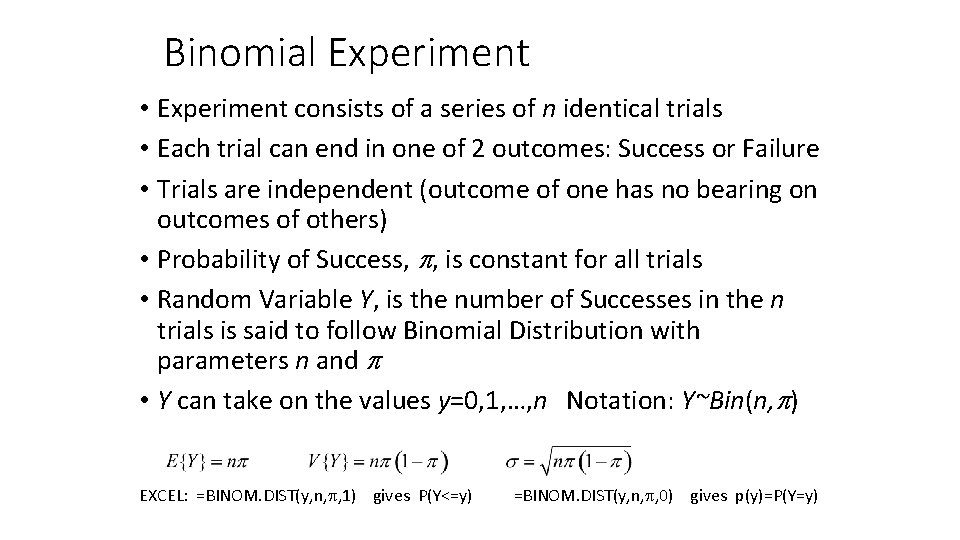 Common Families of Probability Distributions Bernoulli Distribution An
