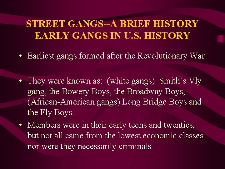 STREET GANGSA BRIEF HISTORY INTRODUCTION STREET GANGSA BRIEF