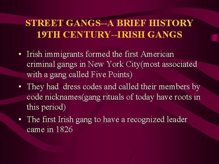STREET GANGSA BRIEF HISTORY INTRODUCTION STREET GANGSA BRIEF